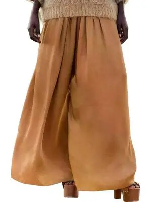 MES DEMOISELLES Elasticated Wide Leg Trousers - Brown