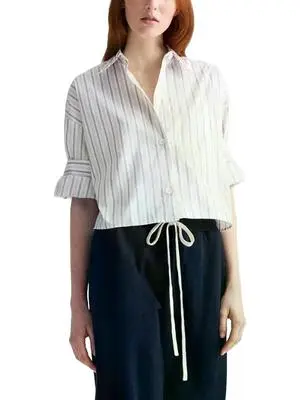 TWP Striped Cropped Shirt
