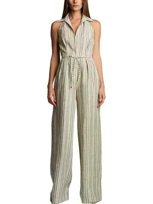 HEVRON Striped Halterneck Top Neutrals