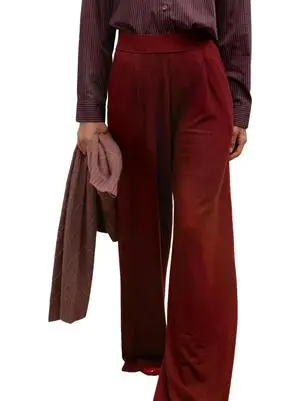 LESET Lauren Pleated Wide-Leg Trousers Red