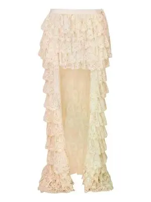 LoveShackFancy Camilia Lace Tiered Ruffled Skirt - Neutrals
