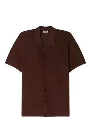 Sandro Openwork Knit Shirt - Brown