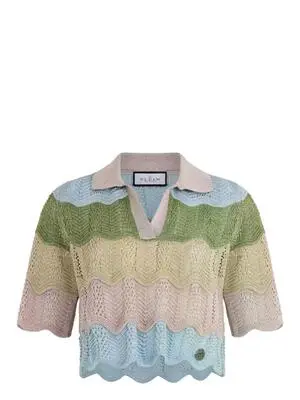 Philipp Plein Knitted Cropped Polo Shirt - Pink