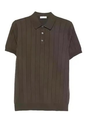 DIKTAT Vertical-ribbed Polo Shirt Brown
