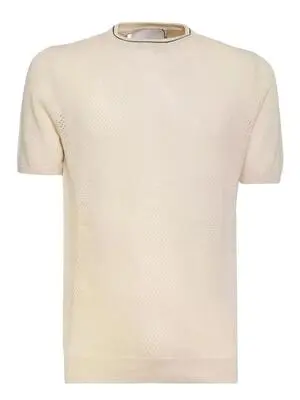AMARANTO Round-neck Openwork T-shirt - Neutrals