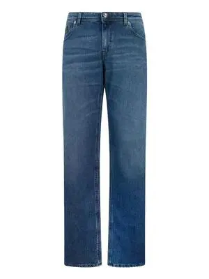 BILLIONAIRE Straight Jeans With Leather Details - Blue