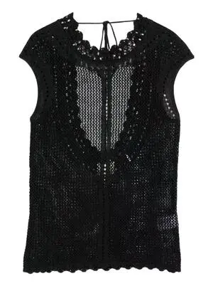 Isabel Marant Étoile Scalloped Openwork Top - Black