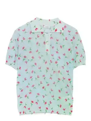 JIL SANDER Floral Polo Top - Blue