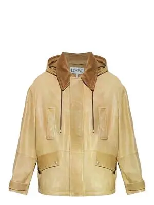 Loewe Corduroy-collar Leather Jacket - Neutrals