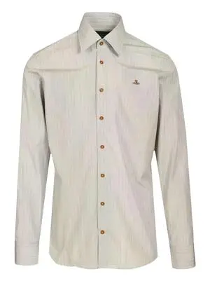 VIVIENNE WESTWOOD Ghost Pinstripe-logo Shirt - Grey