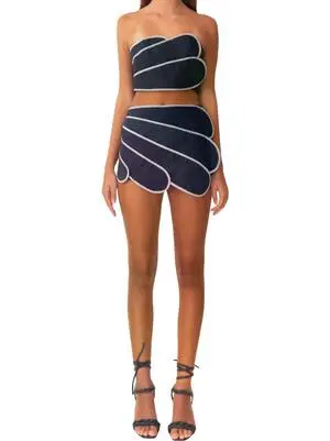 Azulu Sango Scalloped Shorts - Blue