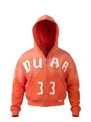 DUAA Distressed Crystal Embellished Hoodie - Orange