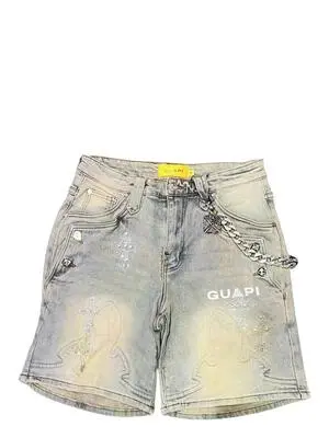 GUAPI Embellished Chain Shorts - Blue