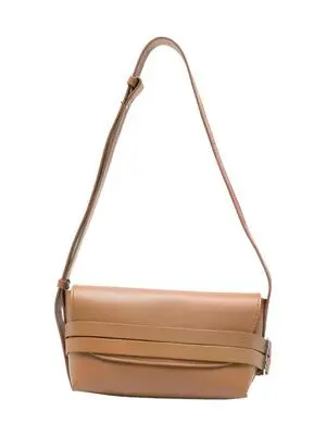 VIC MATIE Buckle Leather Shoulder Bag - Neutrals