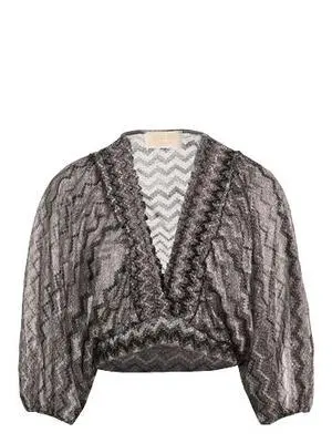 KAOS Knitted Metallic Crop Top - Grey