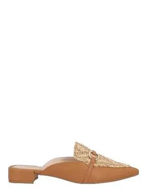 NILA & NILA NILA & NILA Embellished Textile Mules Camel