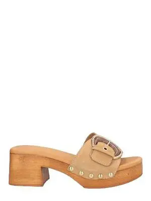 NILA & NILA Leather Slide Sandals - Beige