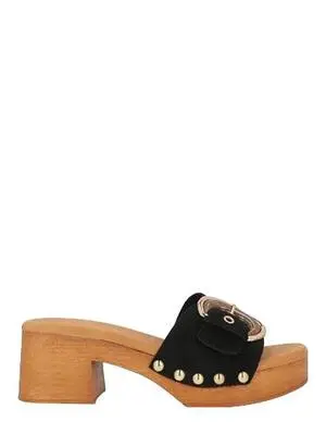 NILA & NILA Leather Slide Sandals - Black