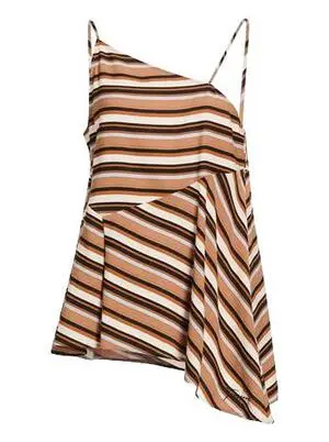 TRUSSARDI Striped Top With Embroidered Logo - Beige