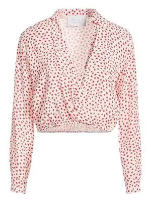 KAOS Polka-dot Crepe Crop Top - Off White