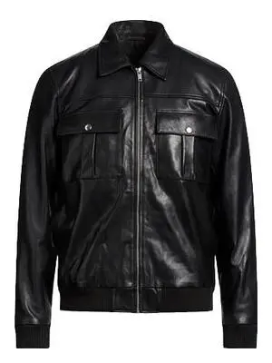 Bolongaro Trevor Leather Bomber Jacket - Black