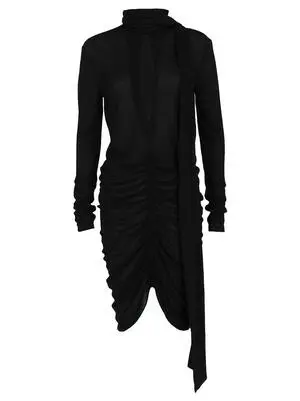 Alexander McQueen Ruched Scarf Stretch-crepe Dress - Black