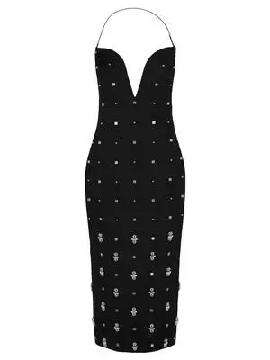 Alexander McQueen 4g Embellished Silk Midi Dress - Black