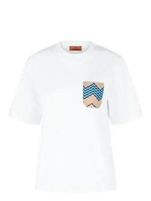Missoni Cotton T-shirt With Embroidered Pocket - Multicolor