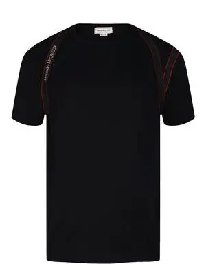 Alexander McQueen Tape Logo Harness Crewneck Sweatshirt T Shirt - Black