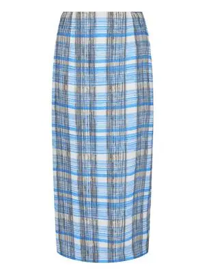 Brioni Plaid Print Maxi Skirt - Bone