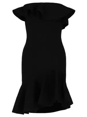 Alexander McQueen Strapless Asymmetric Ruffled Dress - Black