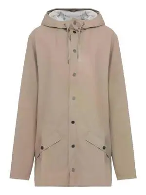 Rains Buttoned Hoodie Coat - Neutrals