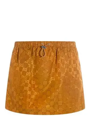 Gucci Drawstring Monogram Mini Skirt - Brown