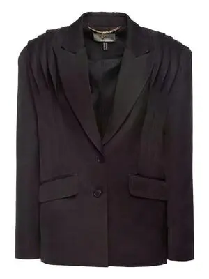 NISSA Oversized Pleated Blazer - Black