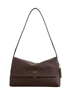 COACH Natural Grain Leather Shoulder Bag - B4/maple