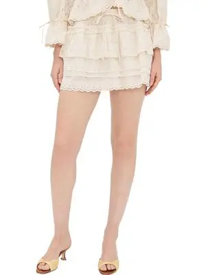 WAYF Sophia Ruffle Mini Skirt - Beige