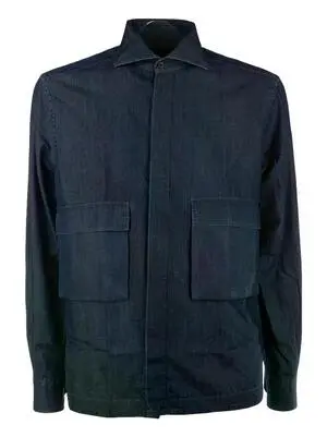 Corneliani Patch Pocket Long Sleeve Shirt - Blue