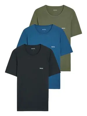 BOSS Classic Logo-embroidered Cotton T-shirt Blue