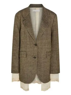 Our Legacy Drip Layered Linen And Silk-blend Blazer - Brown