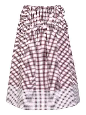 LIBEROWE Checked Cotton Midi Skirt - Pink