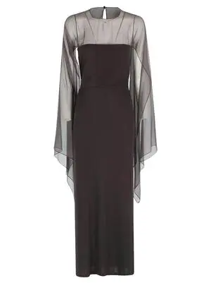 Alberta Ferretti Overlay Maxi Dress - Brown