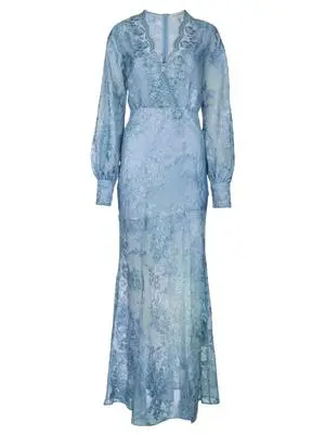 ERMANNO FIRENZE Floral Lace Dress - Blue