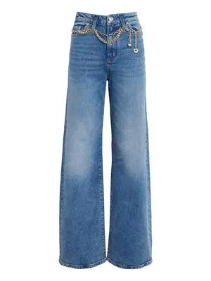 Maje High-rise Wide-leg Jeans With Chain Detail - Blue