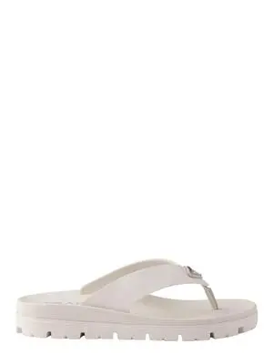 Prada Rubber Logo Thong Sandals - Neutral