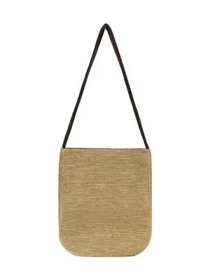 THE ROW Lori Curved Raffia Shoulder Bag Neutrals
