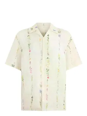 120% Lino Floral-print Linen Shirt - Neutrals