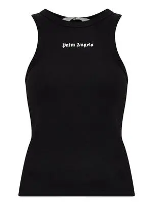 Palm Angels Ribbed Fitted Top - Black