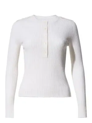 Perfect Moment Ribbed Henley Top - Cream