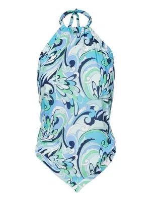 Melissa Odabash Raya Printed Halterneck Top - Blue