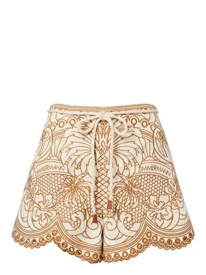 ZIMMERMANN Como Embroidered Cotton Shorts